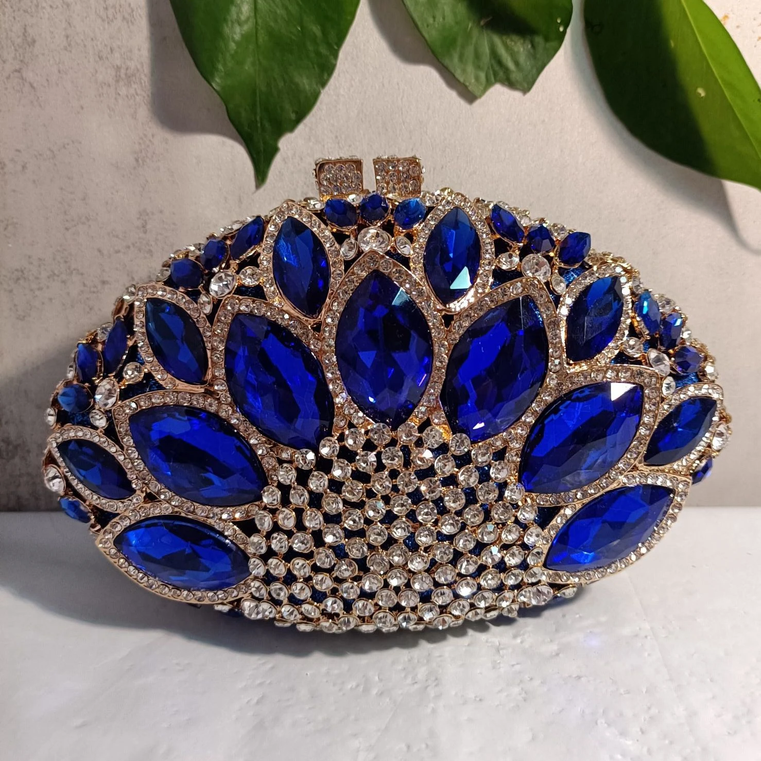 Women Sapphire Blue Clutch Bag Stones Evening Bags Wedding Bridal ...