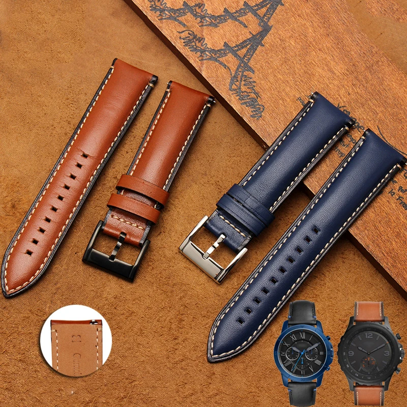For-Fossil-Retro-Waterproof-Leather-Watch-Strap-For-Men-s-Q-Intelligent ...