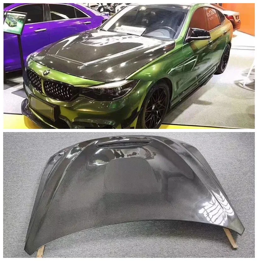 For BMW GT F34 Real Carbon Fiber Front Bumper Engine Hood Body Kit 2014 ...