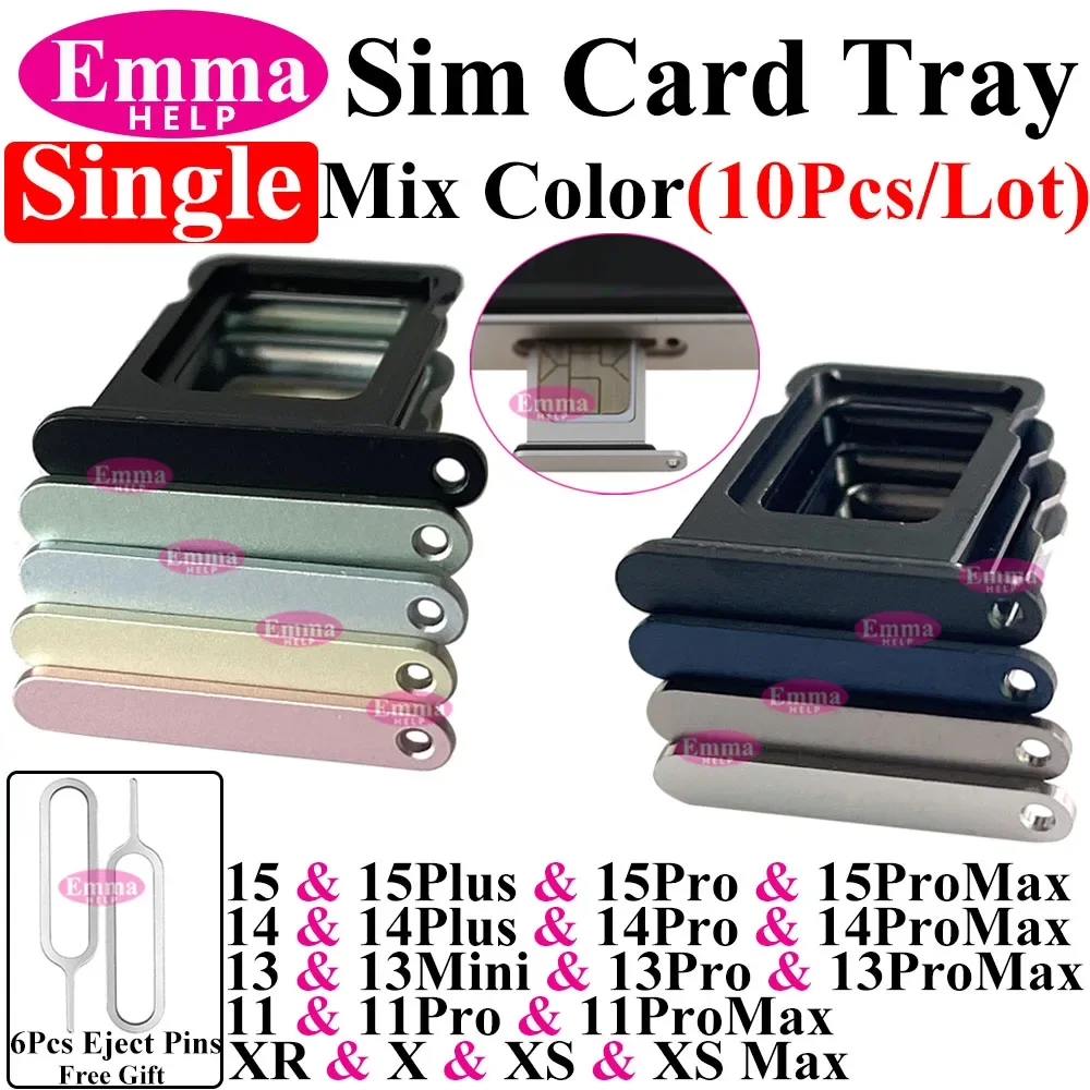 10Pcs-Sim-Card-Tray-Chip-Slot-Holder-Adapter-for-iPhone-15-14-13-11-Pro ...