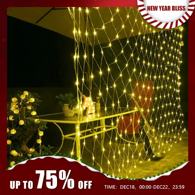 LED-Net-Mesh-Fairy-String-Light-Garland-Window-Curtain-Christmas-Fairy ...