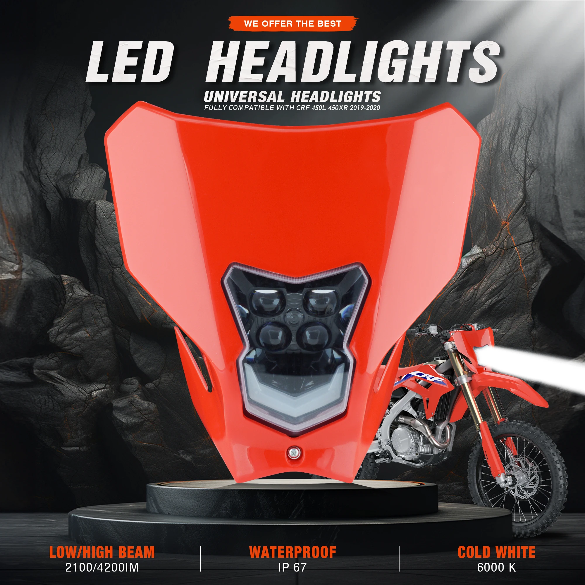 PowerZone-moto-LED-faro-faro-per-Honda-CRF-CRF450L-CRF450XR-2019-2020 ...