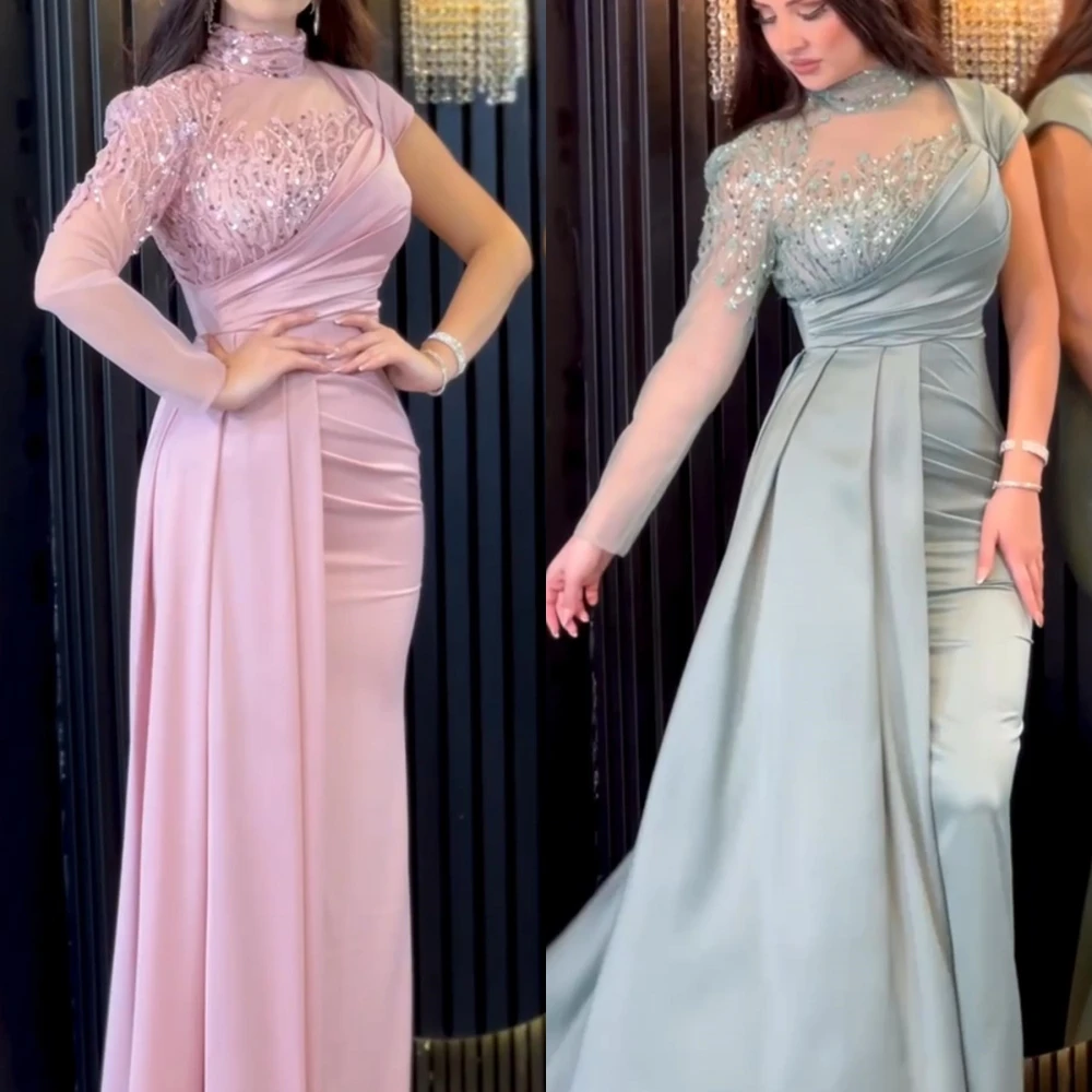 Elegant-High-Collar-A-line-Floor-Length-Prom-Dresses-Formal-Ocassion ...
