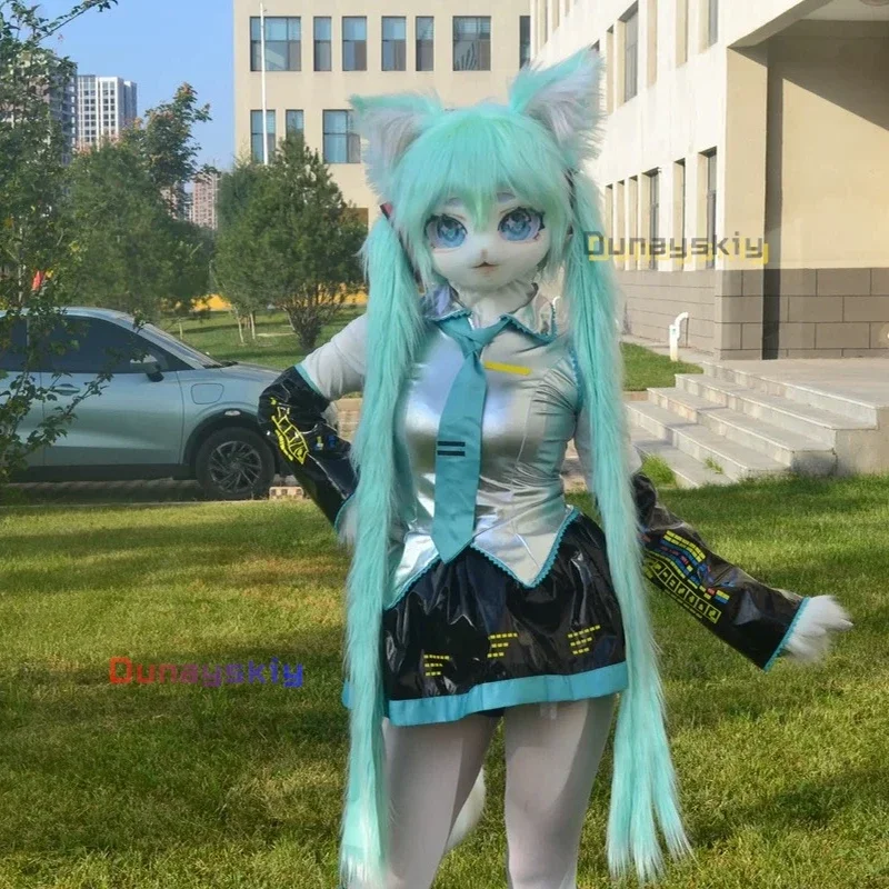 Furry Hatsune MIKUUU Cosplay Mask Kemono Head Custom Fursuit Headsets ...