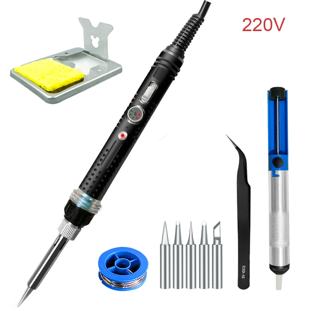60W Electric Soldering Iron Kit Set - with On/Off Switch --Adjustable ...