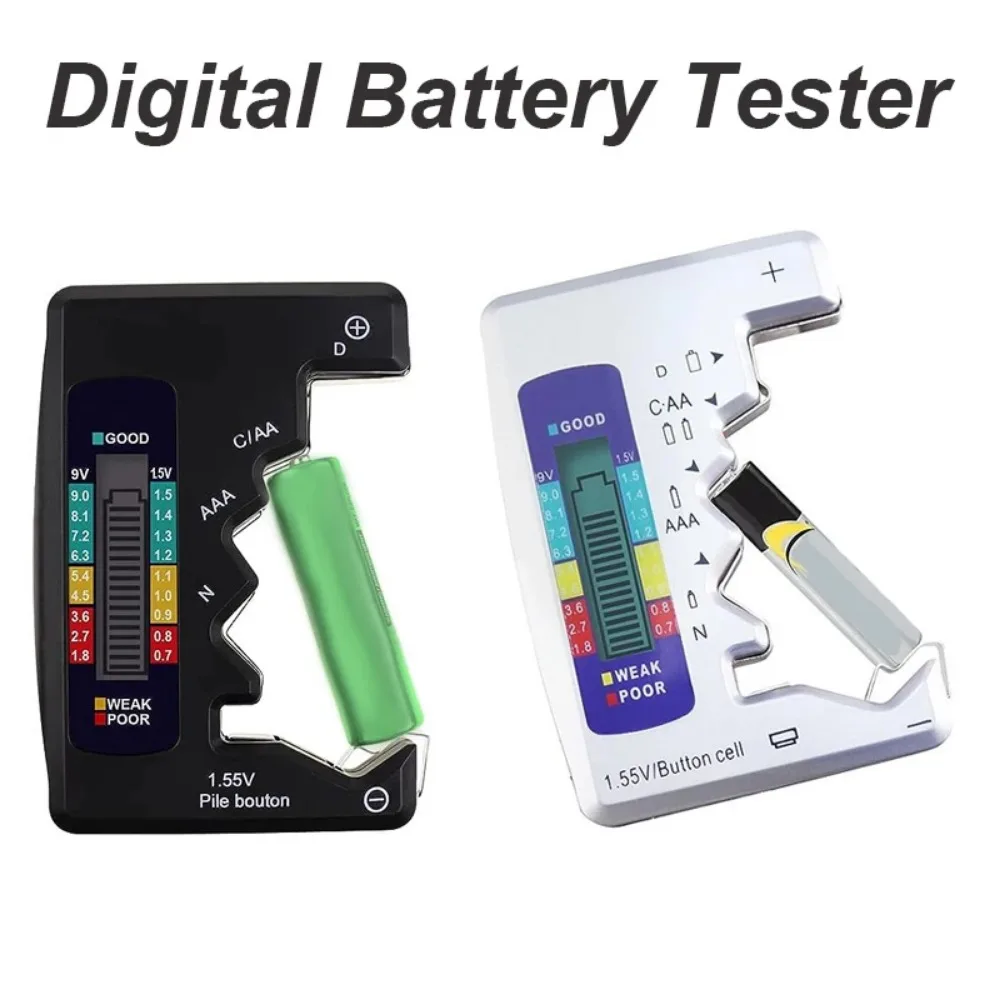 LCD Display C AA AAA D N 9V 1.55V Universal Button Cell Battery Tester ...
