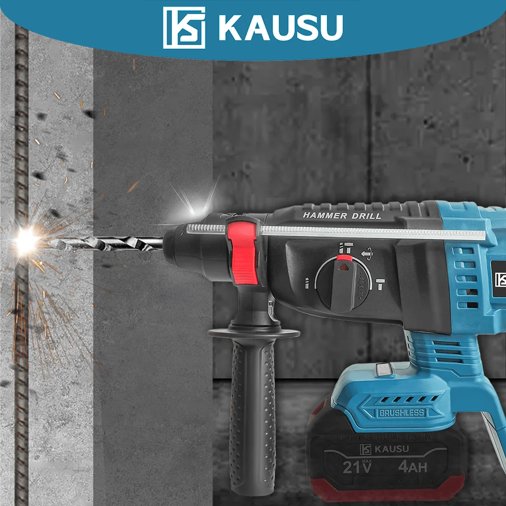 Brushless Rotary Electric Hammer 3 in 1 Cordless Hammer Drill Steel ...