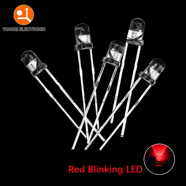 Self-flash LED Diodes 50-Pack 3mm Red Diffused Round Self-Flashing LEDs ...