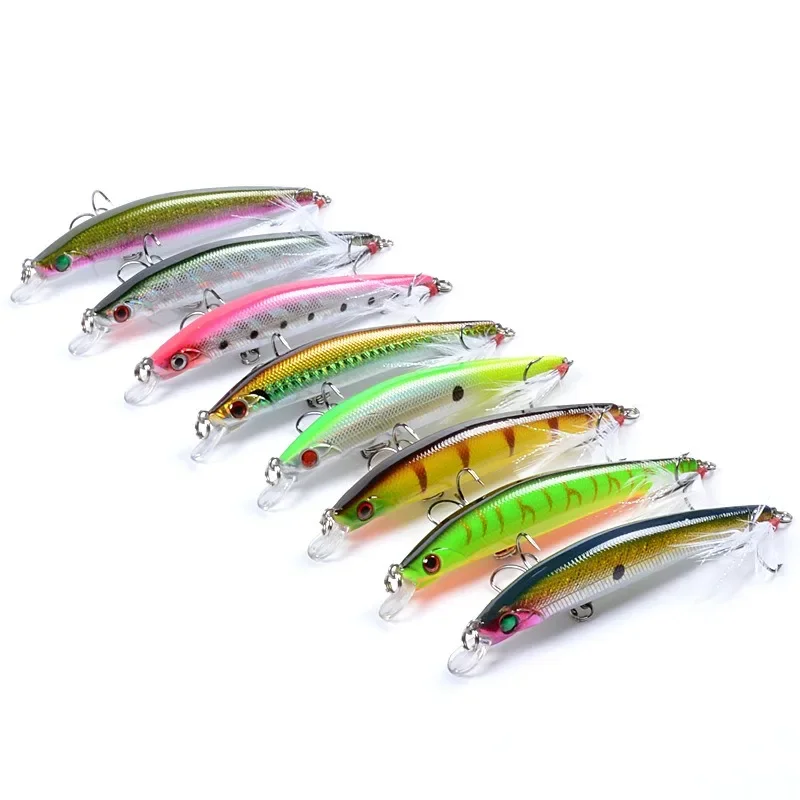 Luya-Bait-Plastic-Floating-Minnow-Bait-11-2cm-10-3g-Long-Cast-Feather ...