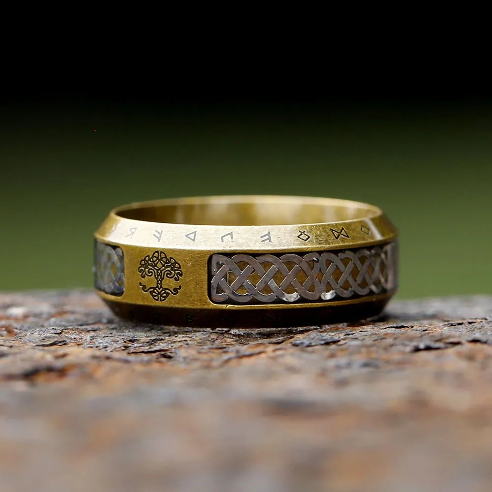 Celtic Rune Ring – Norse Dragon & Knotwork Engraved Band for Viking Spirit