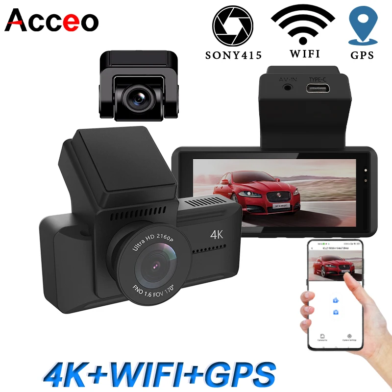 Dash-Cam-Camera-For-Car-Dual-Lens-4K-UHD-WIFI-Rear-view-camera-Car ...