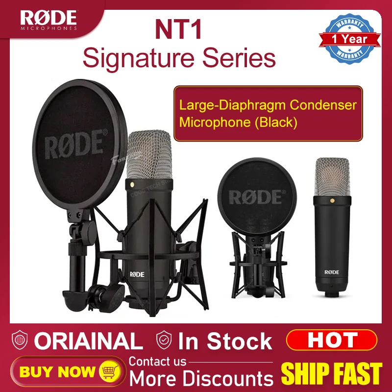 RODE-NT1-Signature-Series-Large-Diaphragm-Condenser-Microphone-XLR ...