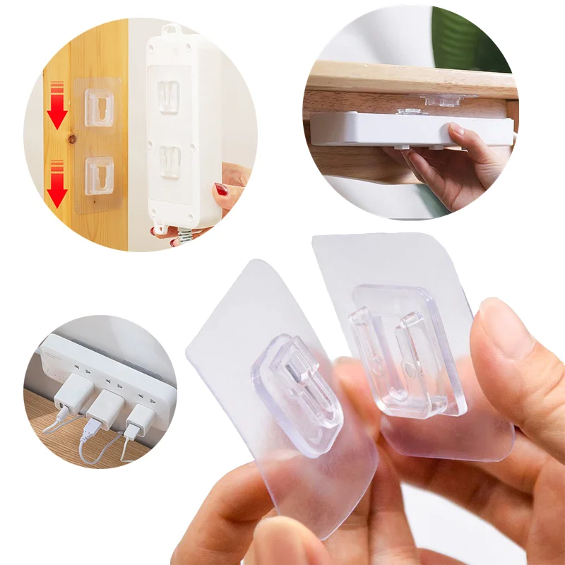 Double Sided Adhesive Wall Hooks Hangers Strong Transparent Stickers ...