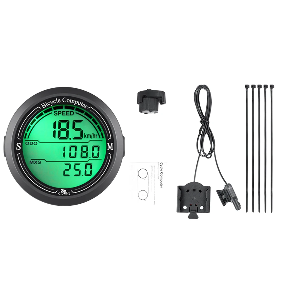 Bike Speedometer Kit PVC Luminous Waterproof Circular Black Large ...