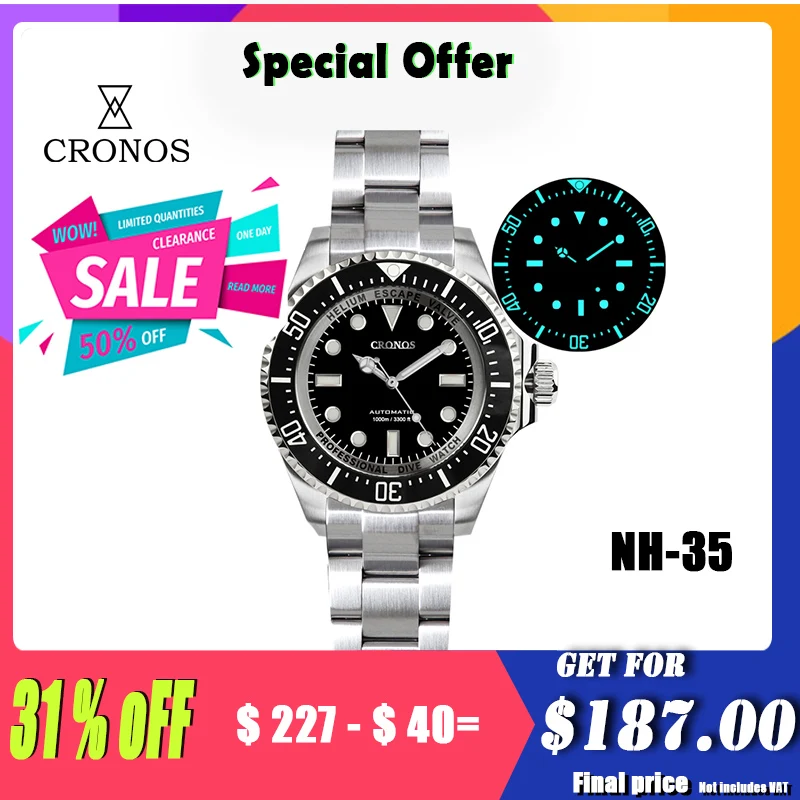 Cronos-Automatic-Diving-Watch-Stainless-Steel-2000-Meters-Water ...