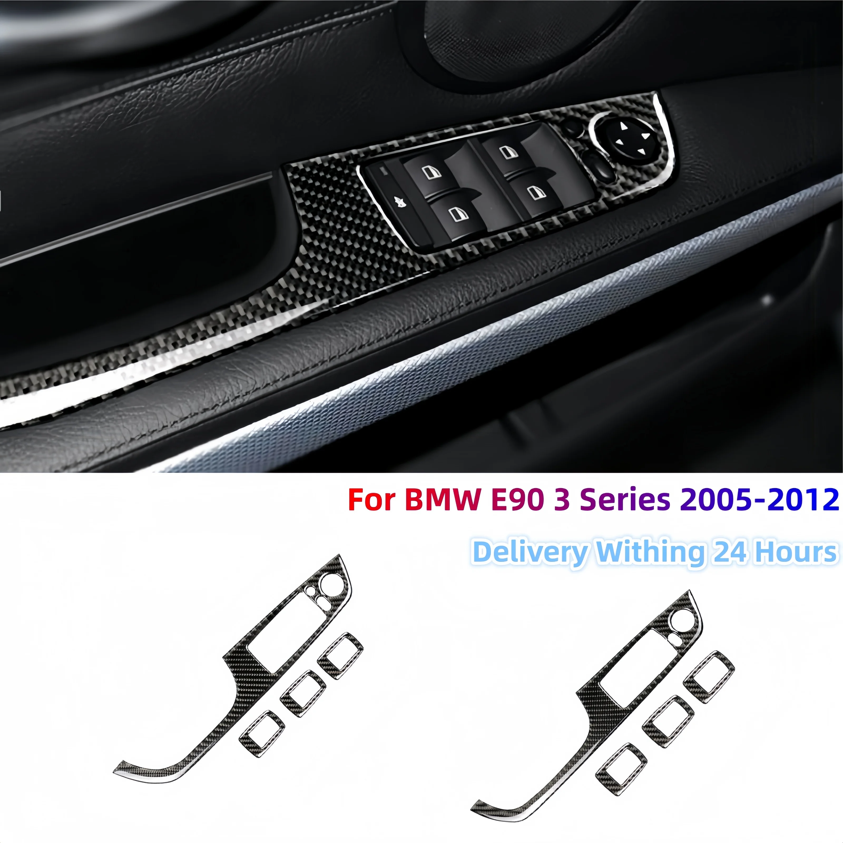 For BMW E90 3 Series 2005-2012 Carbon Fiber Interior Car Windows Switch ...