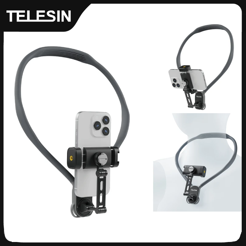 TELESIN Neck Mount Phone Clip 360° Rotation Phone Hold for Iphone 15 14 ...