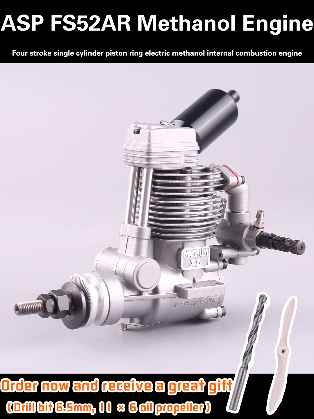 ASP-FS52AR-52-8-56cc-Scale-Four-Stroke-Methanol-Nitro-Engine-Motor-for ...