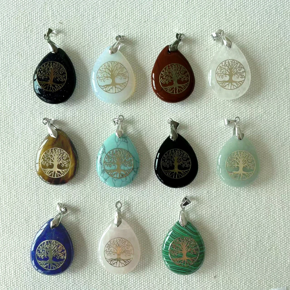 Natural Stone Tree Life | Alloy Necklace Jewelry | Metal Necklace ...