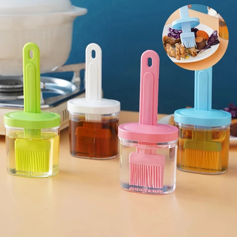 Oil Dispenser With Brush Cooking Baking BBQ Silicone Oil Bottle ...