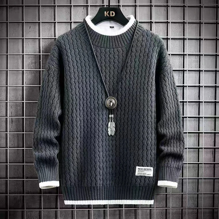 2023 New Winter Harajuku Sweater Men Casual O-Neck Pullovers High End ...