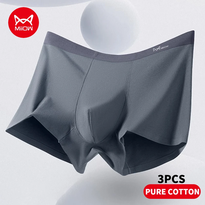 MiiOW-3Pcs-Antibacterial-Cotton-Men-s-Panties-Breathable-Seamless-Man-Summer-Boxer-Underwear-Men ...
