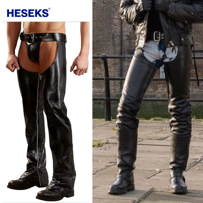 Heren-Cowboy-Chaps-Broek-Met-Strings-Leren-Broek-Mouwen-Sexy-Ass-Less ...