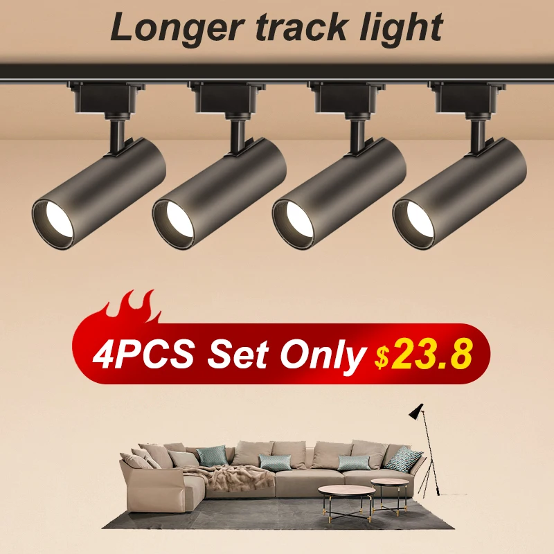 Set Led Track Light 220v COB Ceiling Spot Light Track Lighting Rail ...