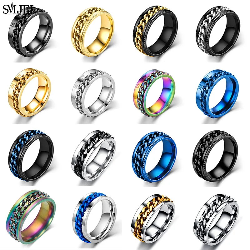 Cool-Titanium-Steel-Rotatable-Chain-Rings-for-Couple-High-Quality ...
