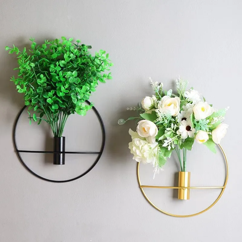 Wall-Mount-Flower-Vase-Tube-Metal-Plants-Holder-Rack-Wall-Hanging ...