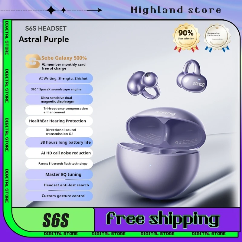 New-Sanag-S6S-Bluetooth-Wireless-Headphones-Limited-Edition-Earphone-Ear-Clip-Bluetooth-Headset ...