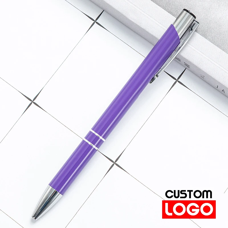 100pcs/lot Custom Logo or Name Metal Retractable Fine Point Black ink ...