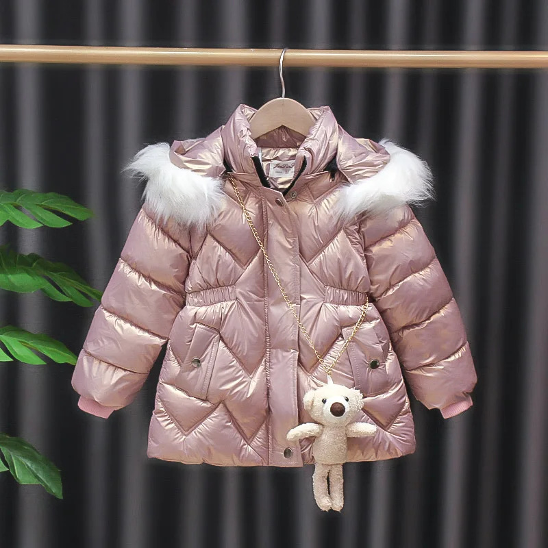 Winter Kid Girl Coat with Bear Cotton-Padded Thicken Children Jacket No ...