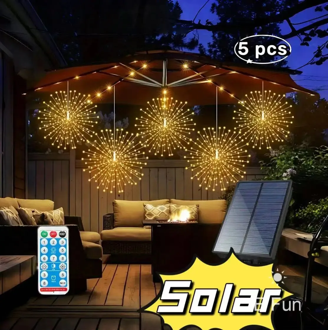 5pcs-450LEDs-Solar-Starburst-Sphere-Lights-Firework-Lights-Remote ...