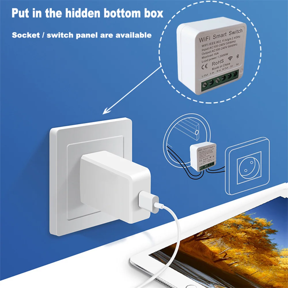 AUBESS WiFi Dimmer Switch Module Smart Home Light Controller Compatible With 2.4G Remote Control ...