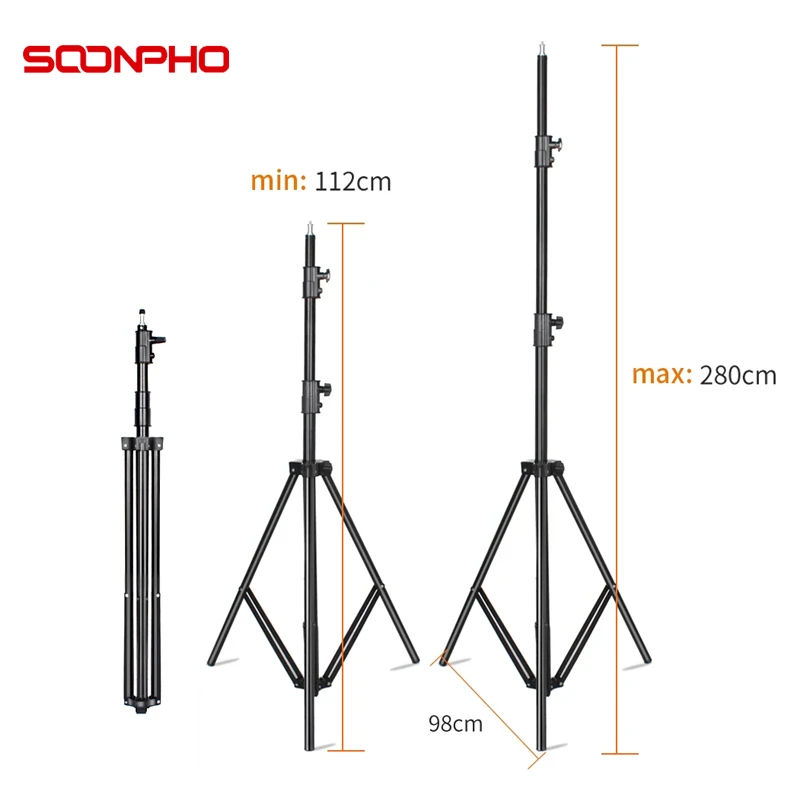 SOONPHO 280cm Light Stand Heavy Duty With 1/4 Screw For Photo Studio ...
