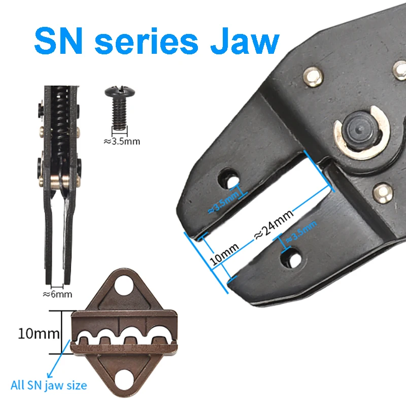 SN Crimp Pliers Jaws Plug Tube DuPont Insulated Non-Insulated Terminals ...