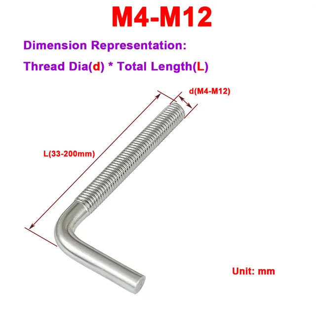 304 Stainless Steel L-Shaped Right Angle Anchor Bolt, 40% OFF