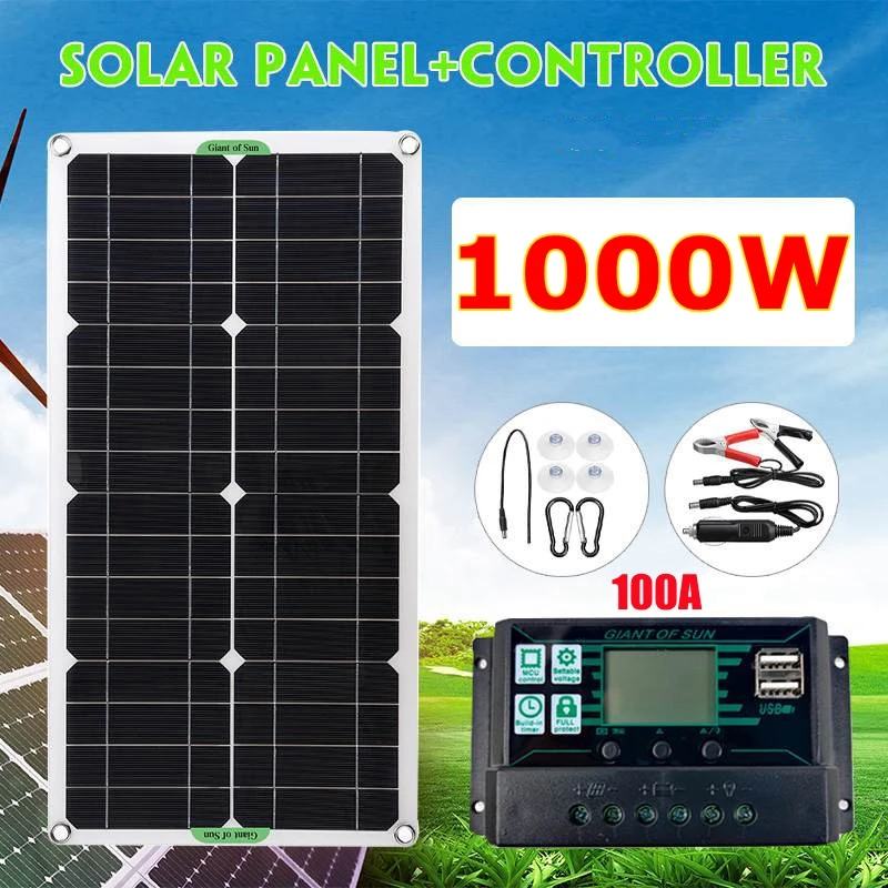 2000W-1000W-Solar-Panel-18V-High-Efficiency-Monocrystalline-Portable ...