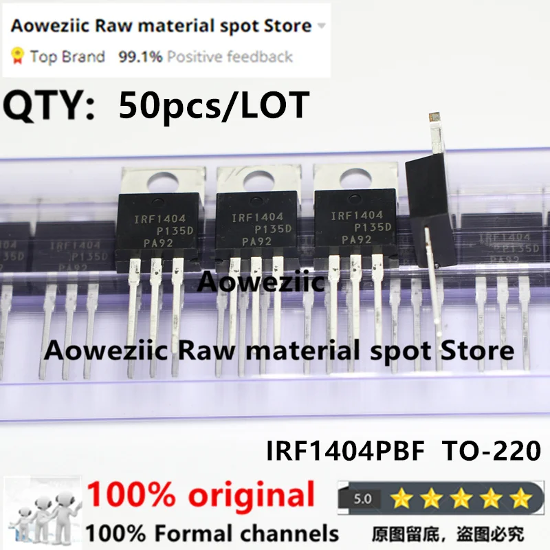 Aoweziic-IRF1404 IRF1404PBF original importado, TO-220 MOS FET, 100% novo, 2021, 162A, 40V, 50PCs