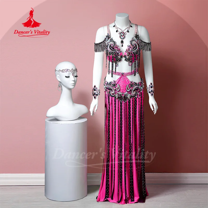 Belly Dance Set for Women's Customized Senior AB Stones Bra+Sexy Tassel ...