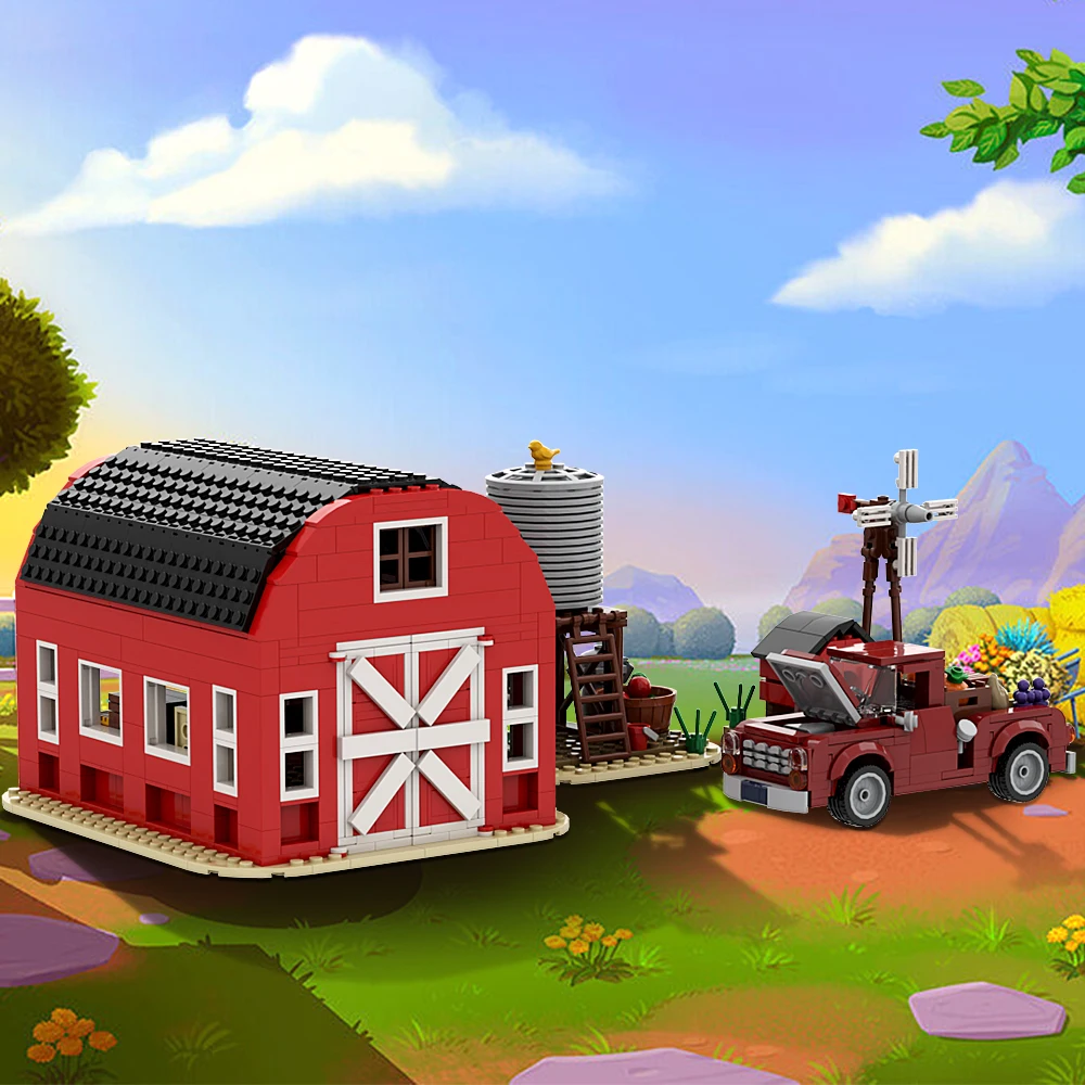 Gobricks-MOC-Village-Farm-Building-Blocks-House-Windmill-Happy-Farm ...