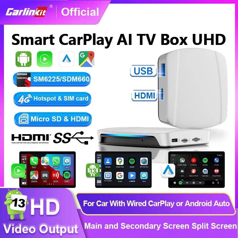 2024-CarlinKit-uscita-Video-HD-1080P-Android-13-CarPlay-AI-Box-SM660-8 ...