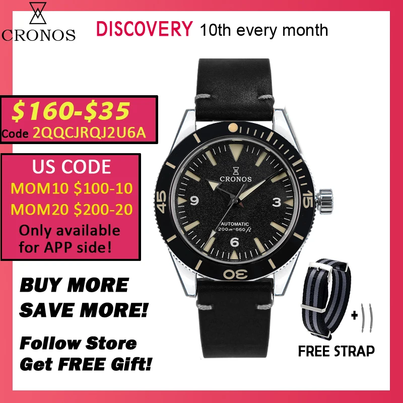 Cronos Sea Master 300 Diver Men Watch Sandwich Dial Automatic NH35 200M ...