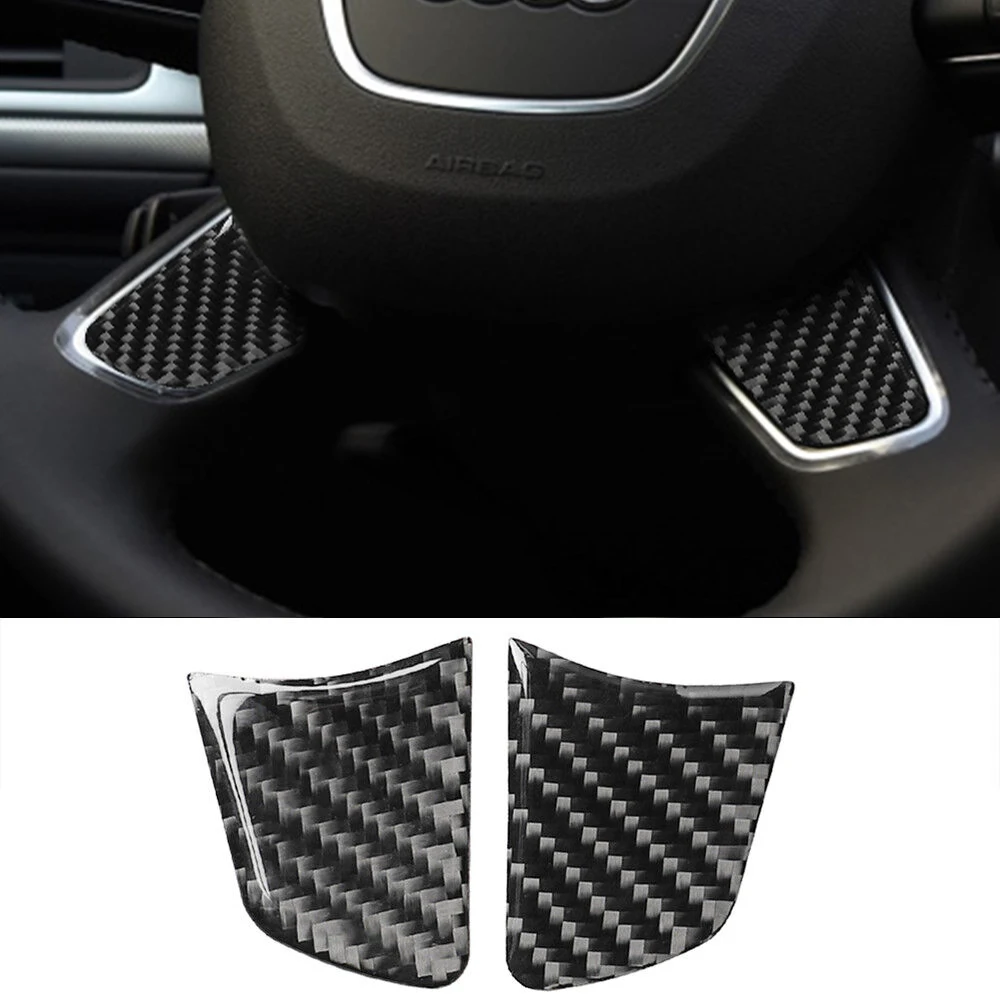 2pcs Car Steering Wheel Sticker Trim Carbon Fiber Decoration Auto ...