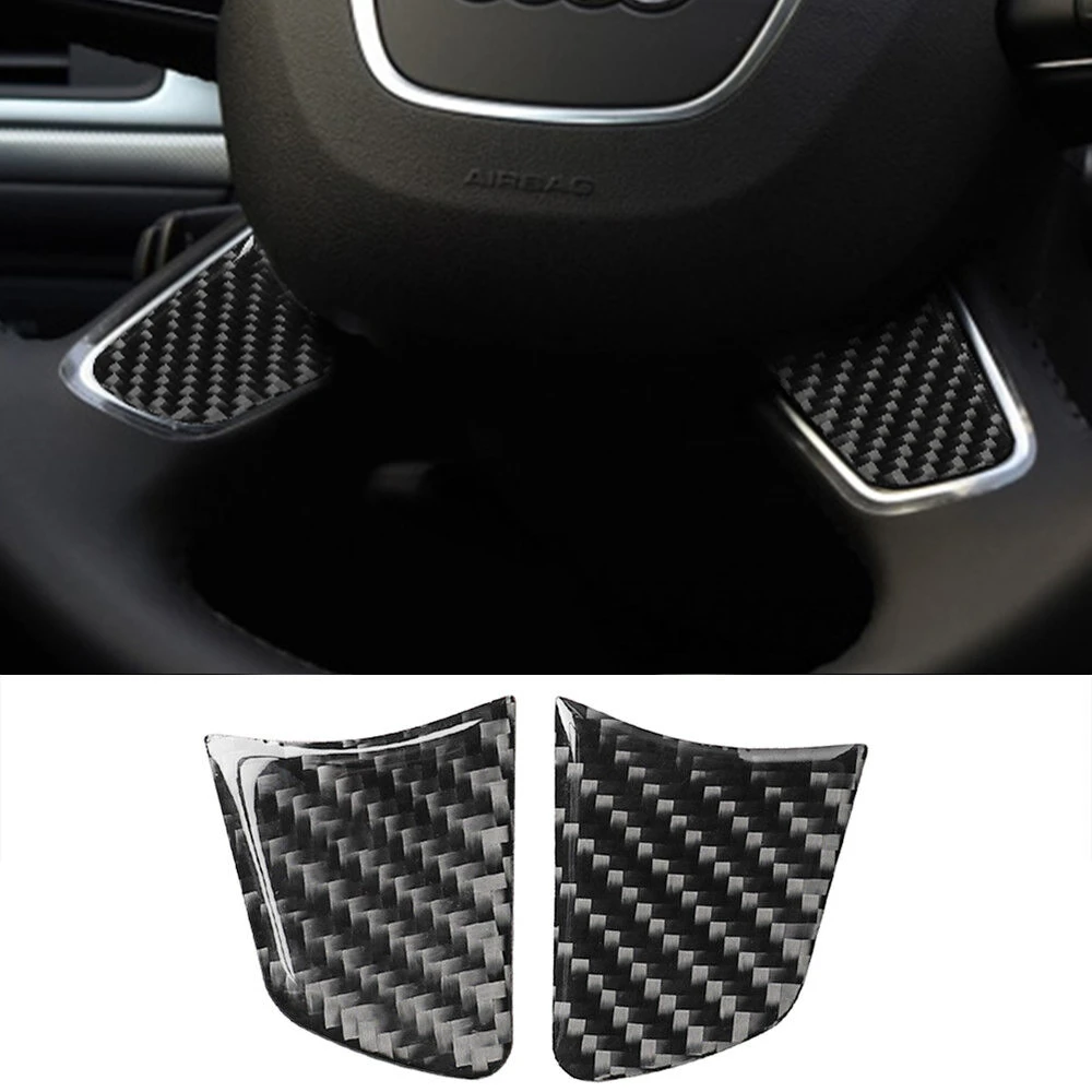2pcs Car Steering Wheel Sticker Trim Carbon Fiber Decoration Auto ...