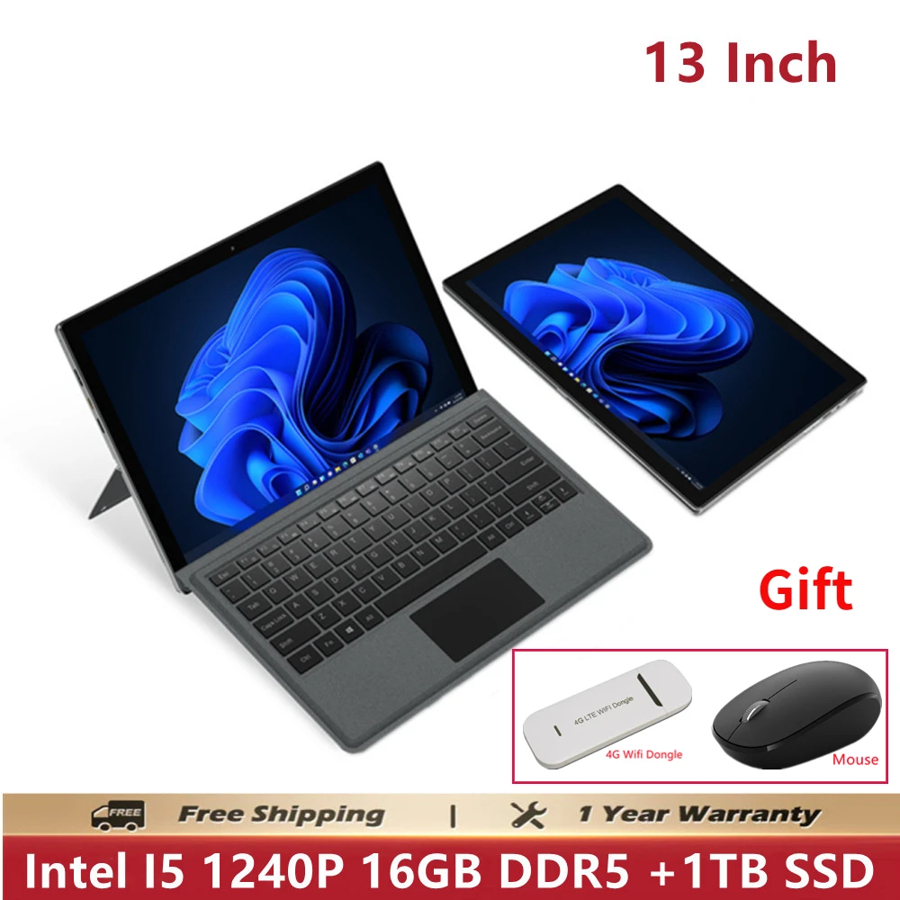 Original Windows 11 2 IN 1 Tablets PC Office Gaming Ultrabook 13" 2K ...