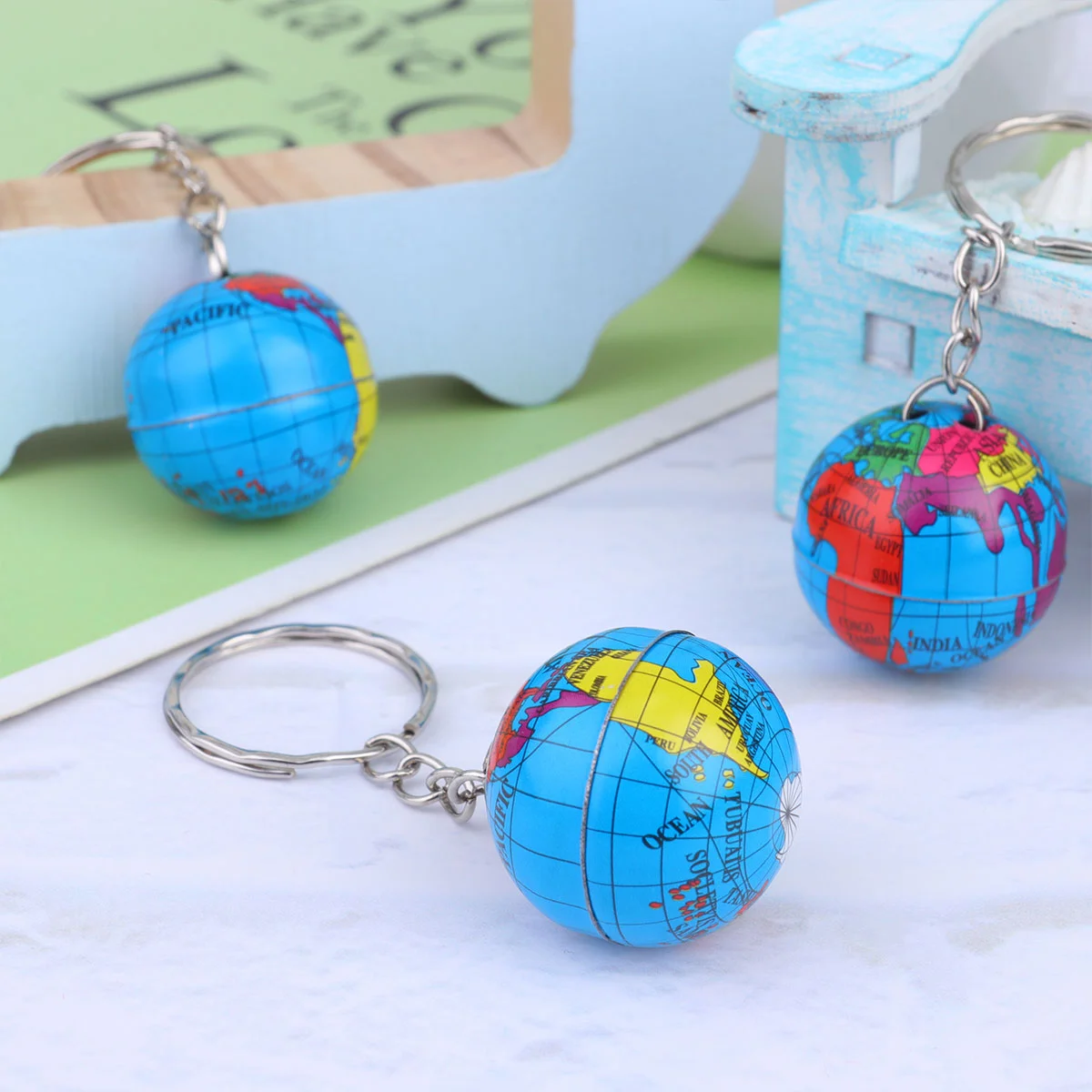 12pcs-Globe-Key-Car-Mens-Rings-For-Men-Earth-World-Key-pendant-Keyring ...