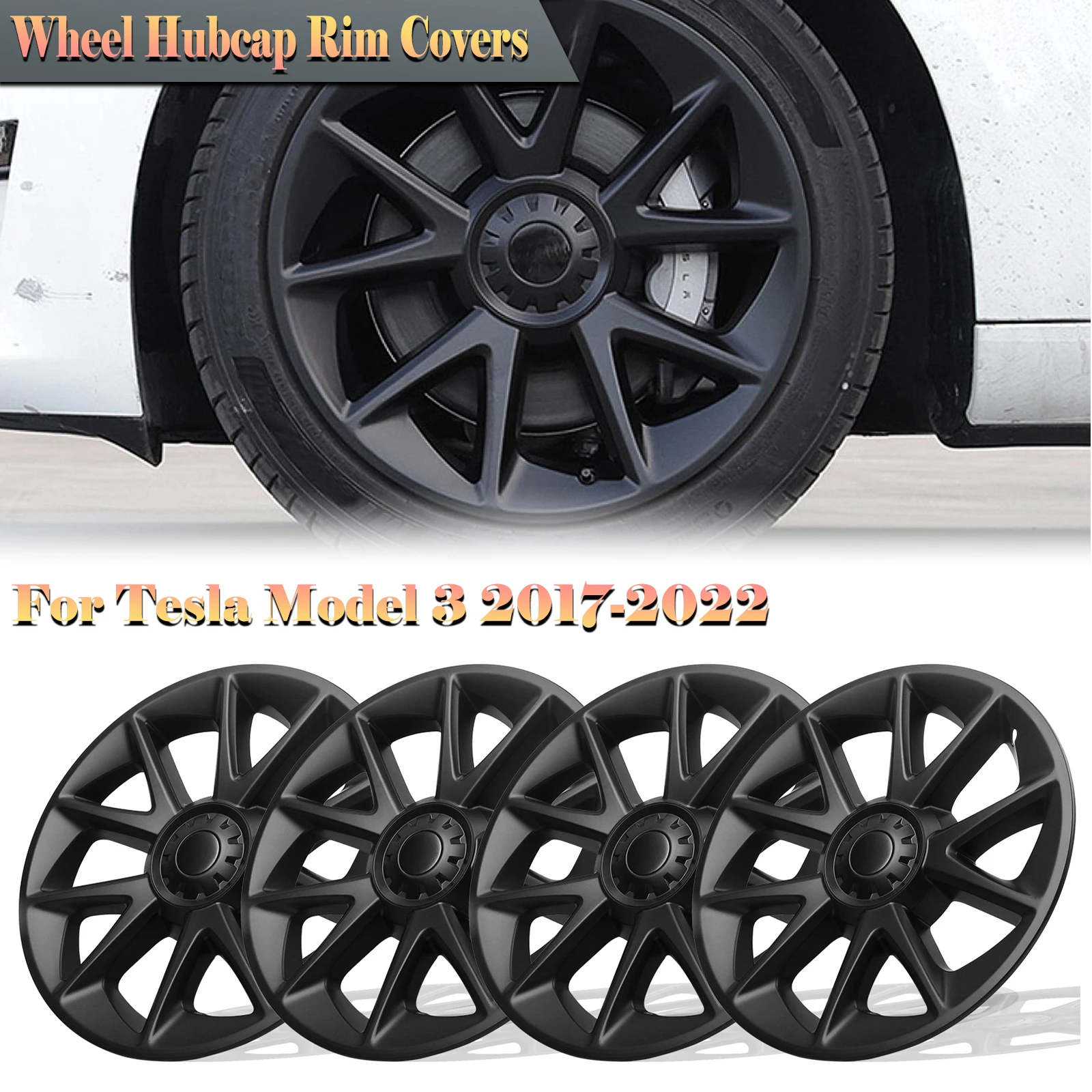 Matte-Black-18-Wheel-Hubcap-Rim-Cover-Hub-Cap-Automotive-Part-Blade ...