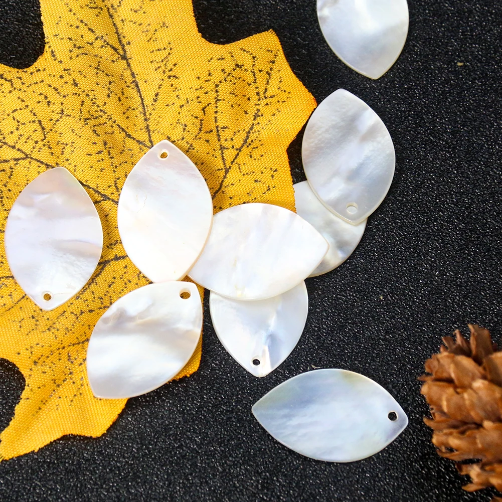 Genuíno escudo mal olho encantos mãe de pérola oval folha pingente mop ...